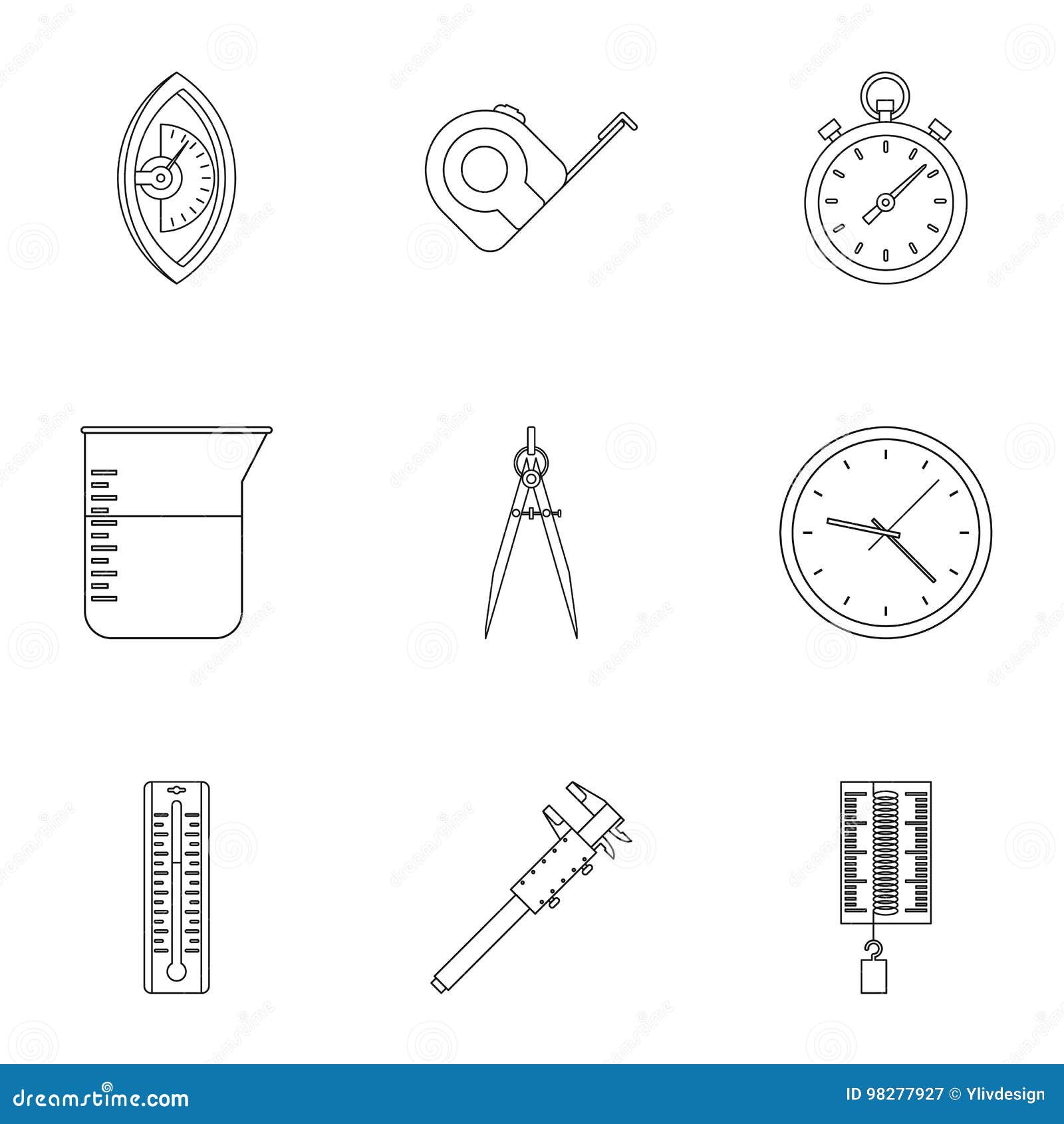 Measurement Icon Set, Outline Style Stock Vector - Illustration of ...