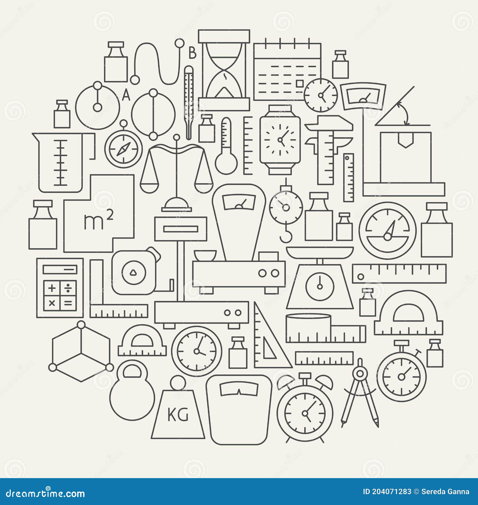 Measurement Line Icons Circle Stock Vector - Illustration of icon ...