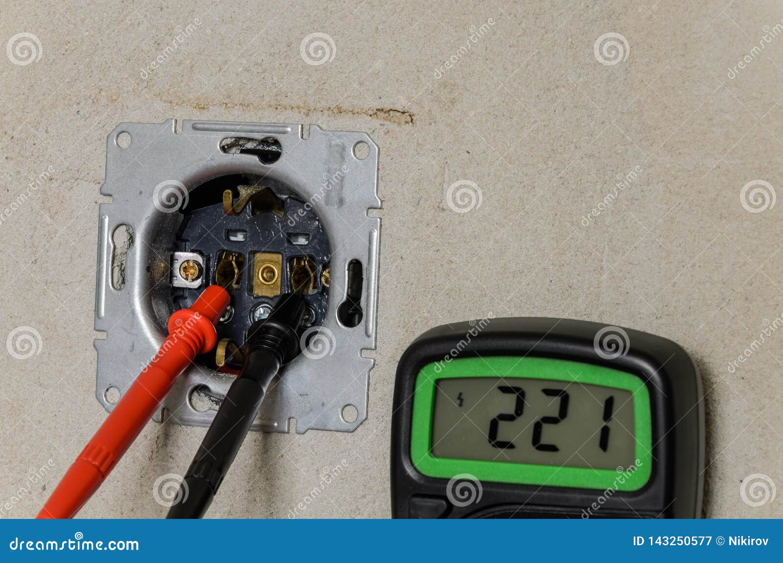 Measurement of Network Voltage in the Outlet with a Multimeter Stock ...