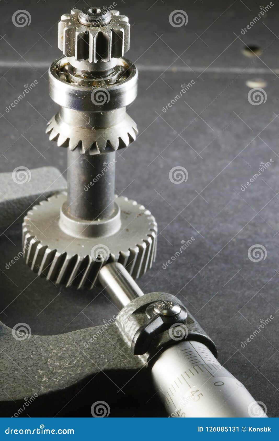 Measurement Parameters of Gears, Details by Micrometer Stock Image ...