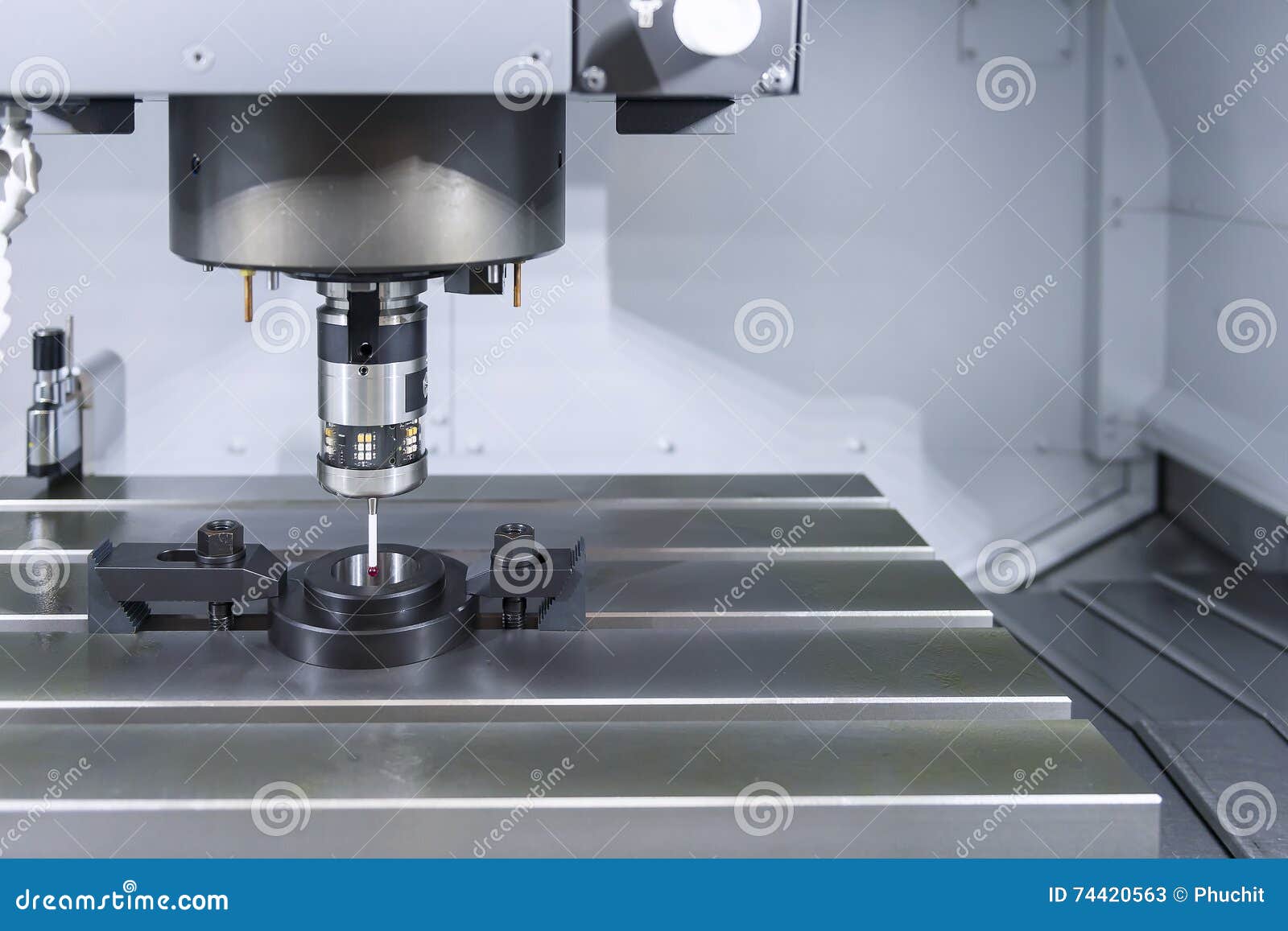 The Measurement Probe on the CNC Machine for Calibration. Stock Image ... The Measurement Probe on the CNC Machine for Calibration. Stock Image ...