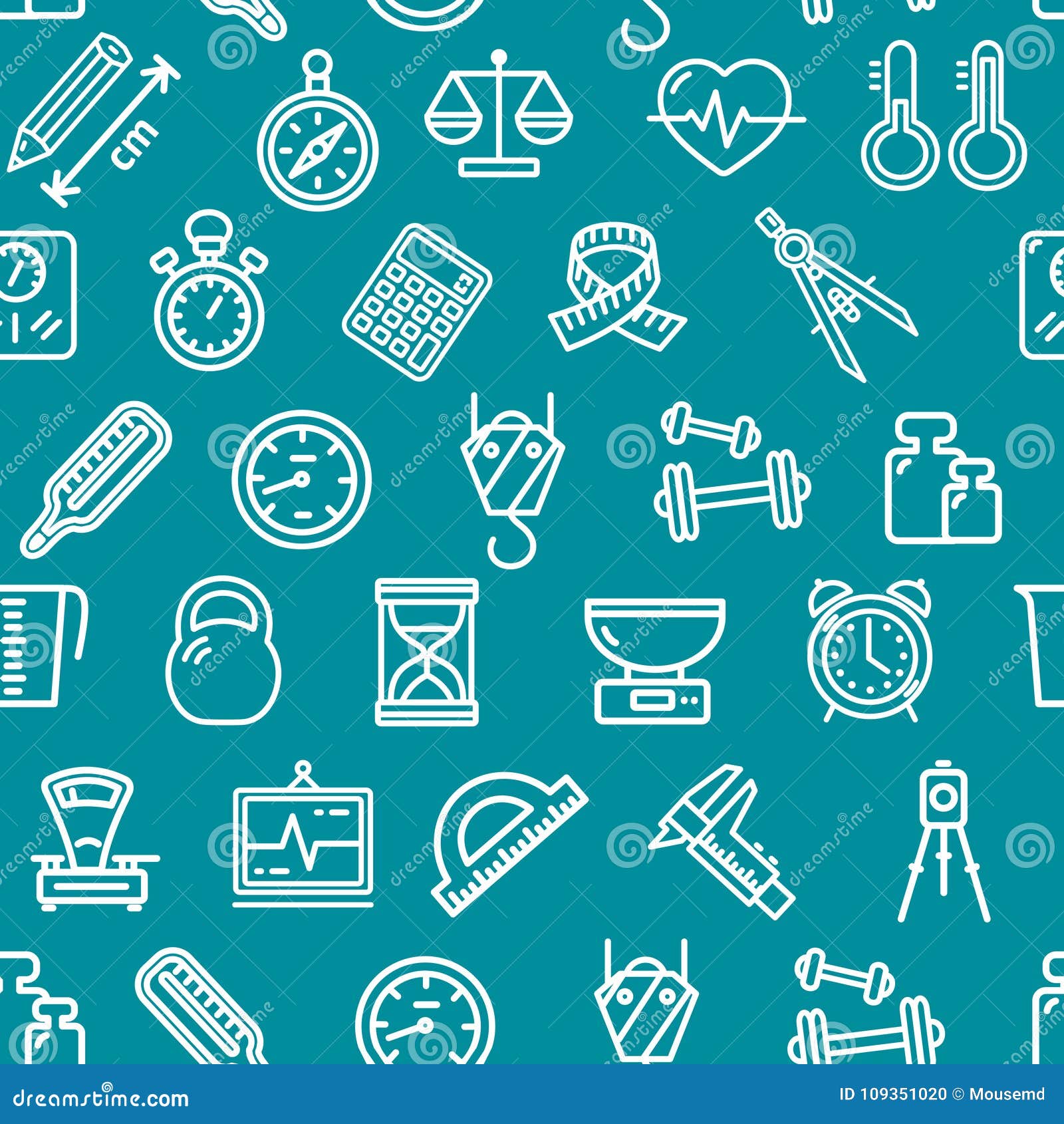 Measurement Signs Seamless Pattern Background on a Blue. Vector Stock ...