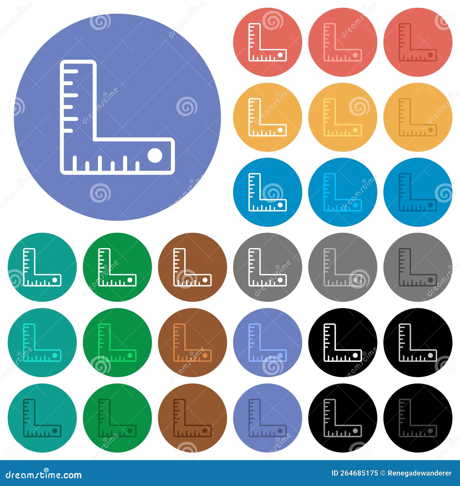Measurement Tool Outline Round Flat Multi Colored Icons Stock Vector ...