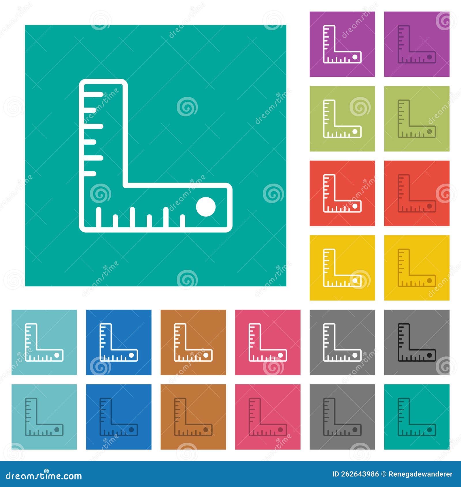 Measurement Tool Outline Square Flat Multi Colored Icons Stock Vector ...