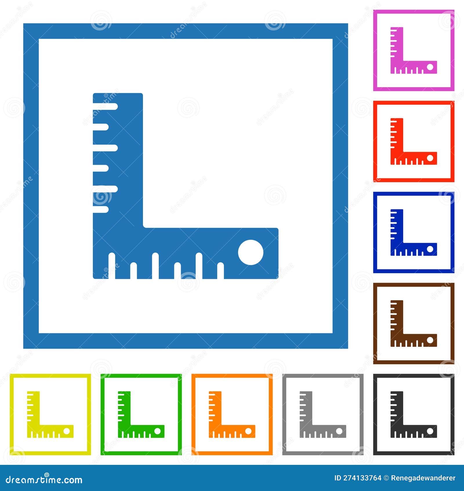 Measurement Tool Solid Flat Framed Icons Stock Vector - Illustration of ...