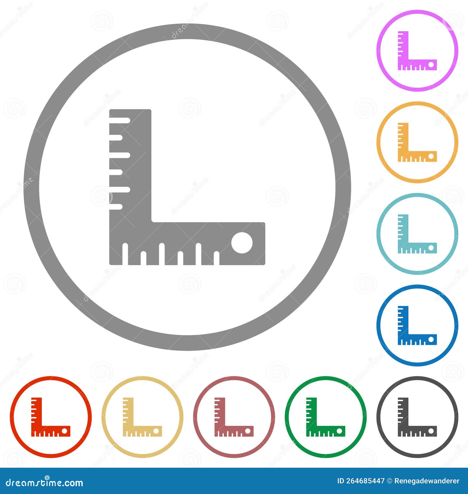 Measurement Tool Solid Flat Icons with Outlines Stock Vector ...