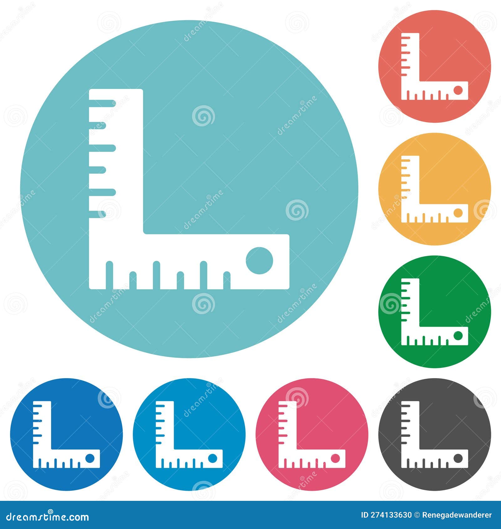 Measurement Tool Solid Flat Round Icons Stock Vector - Illustration of ...