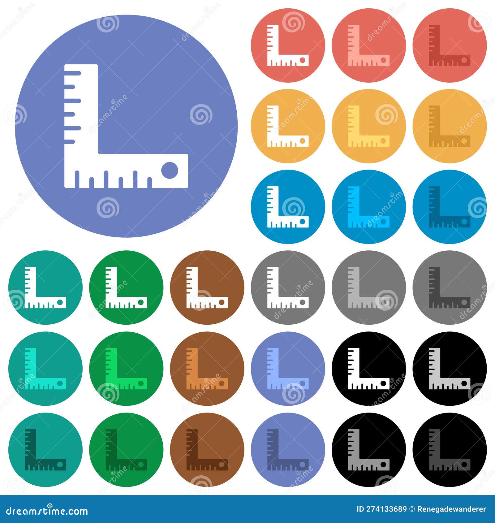 Measurement Tool Solid Round Flat Multi Colored Icons Stock ...