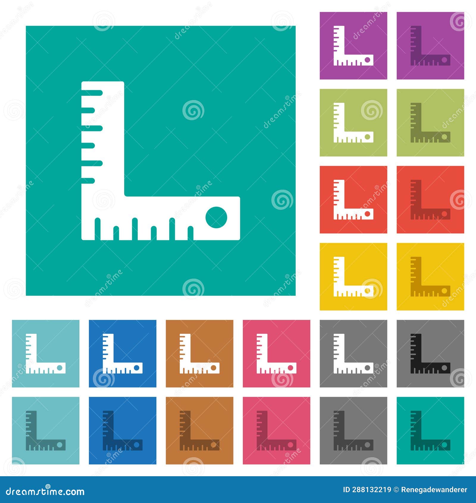 Measurement Tool Solid Square Flat Multi Colored Icons Stock Vector ...