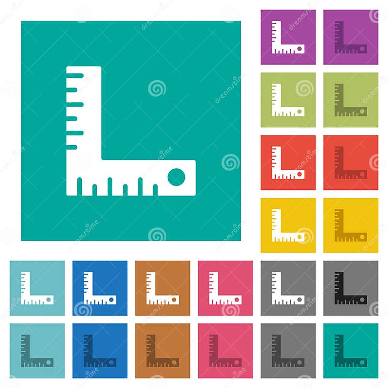 Measurement Tool Solid Square Flat Multi Colored Icons Stock Vector ...