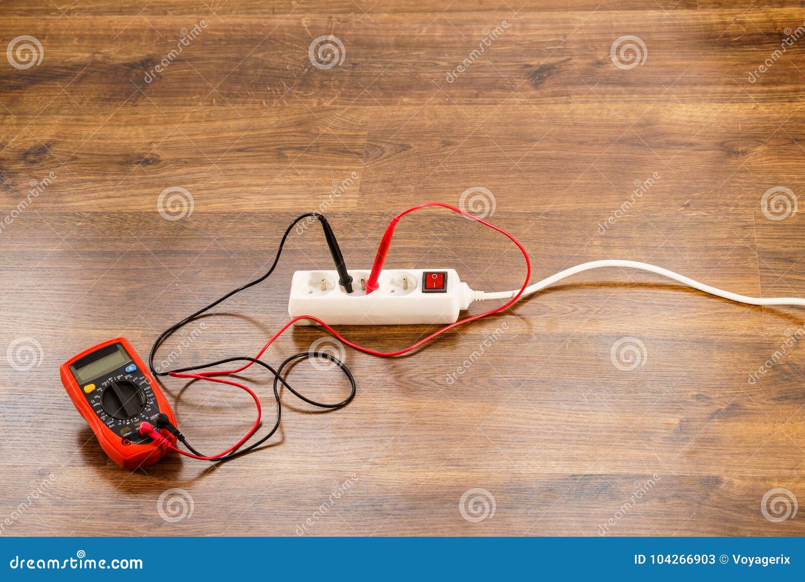 Measurement Voltage in Electrical Socket with Multimeter Stock Image ...