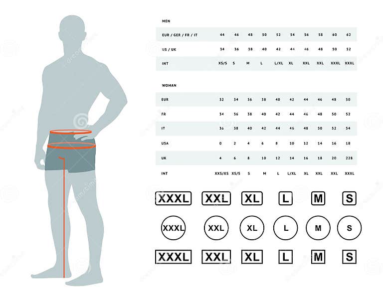 Size Chart For Men Stock Vector Illustration Of Descriptive 137749914