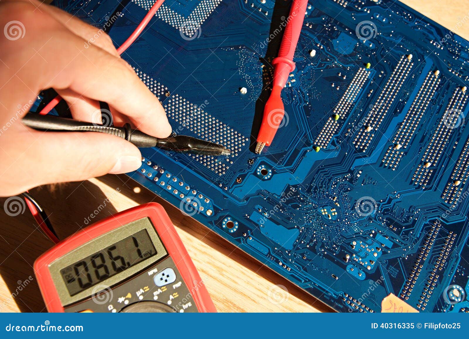 Measurements on the Motherboard Stock Image - Image of construction ...