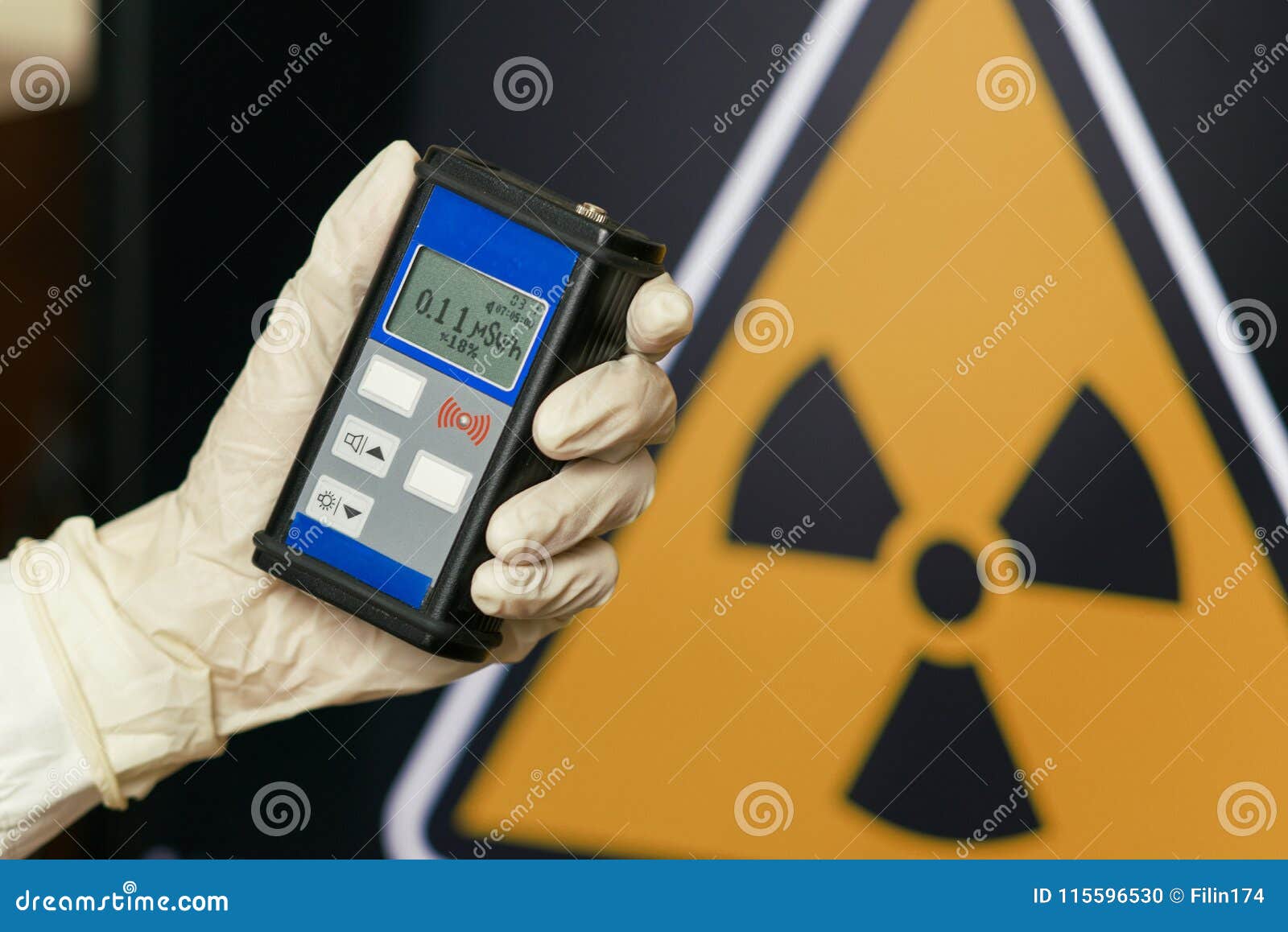 Measurements of radiation. stock photo. Image of male - 115596530