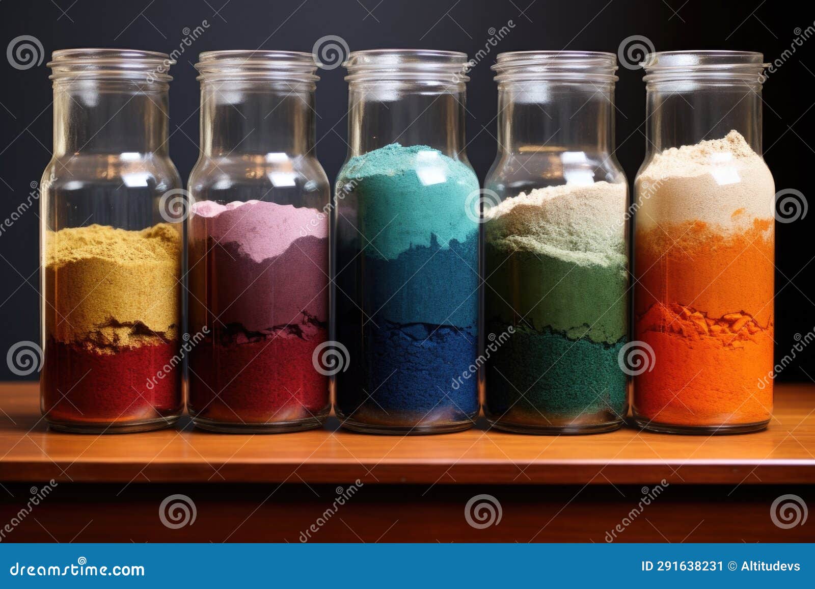 Measures of Different Colored Sand Layering in a Glass Jar Stock Image ...