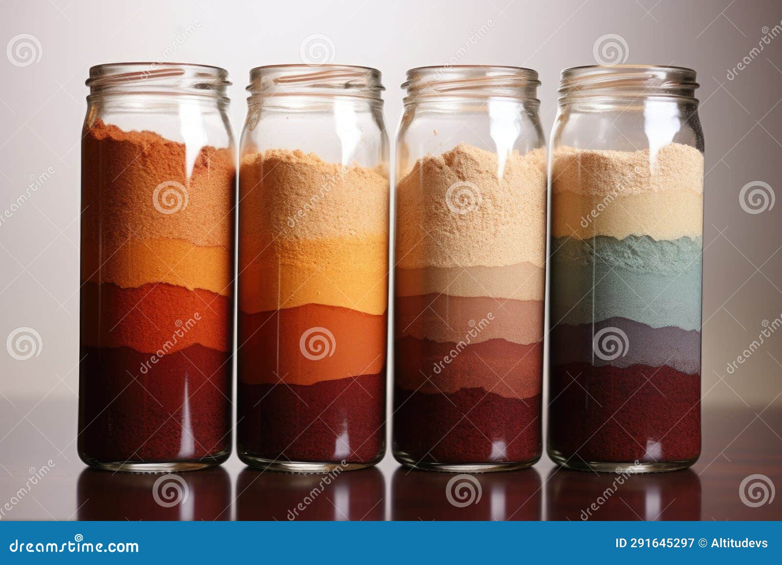 Measures of Different Colored Sand Layering in a Glass Jar Stock Image ...