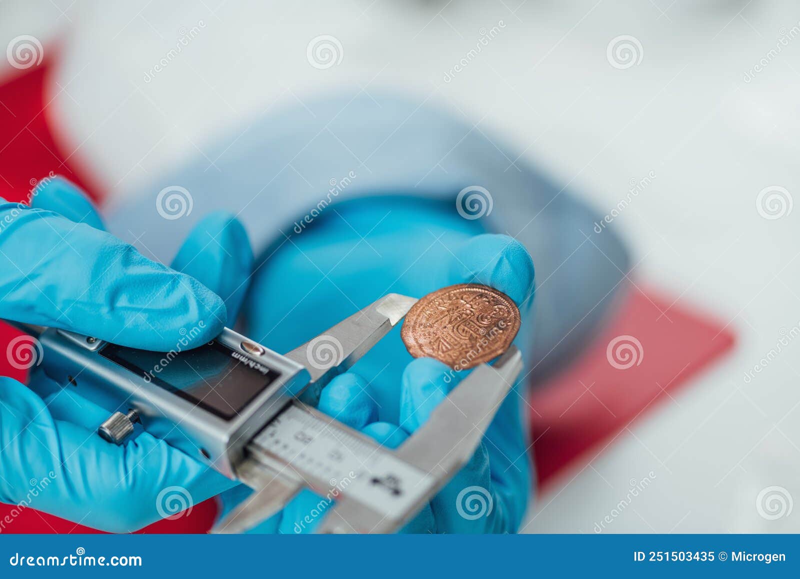 Measuring Ancient Coin Size with Caliper Stock Image - Image of ...