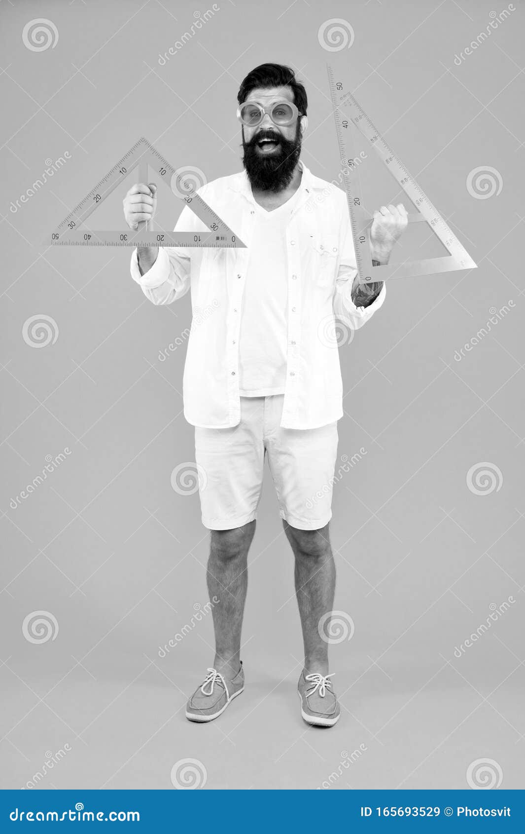 Measuring Angles. An Important Lesson. Little Girl Preparing For ...