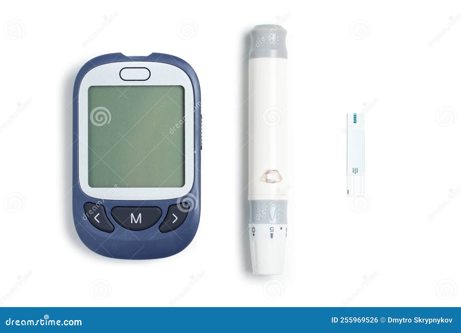 Measuring Blood Sugar. Glucometer on a White Background Stock Photo ...
