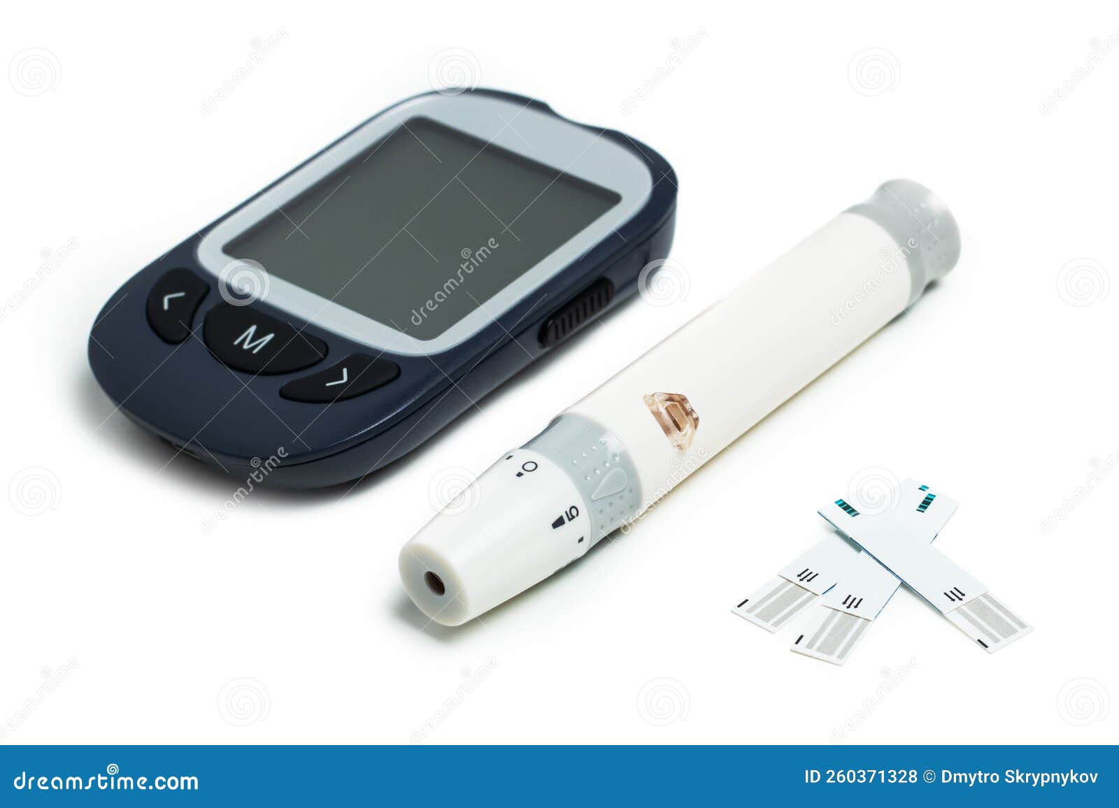 Measuring Blood Sugar. Glucometer on a White Background Stock Photo ...