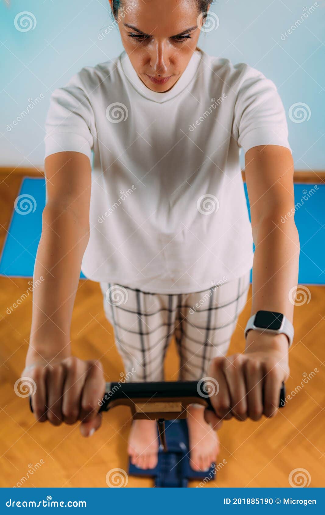 Measuring Body Composition with Digital Scale Monitor Stock Photo ...
