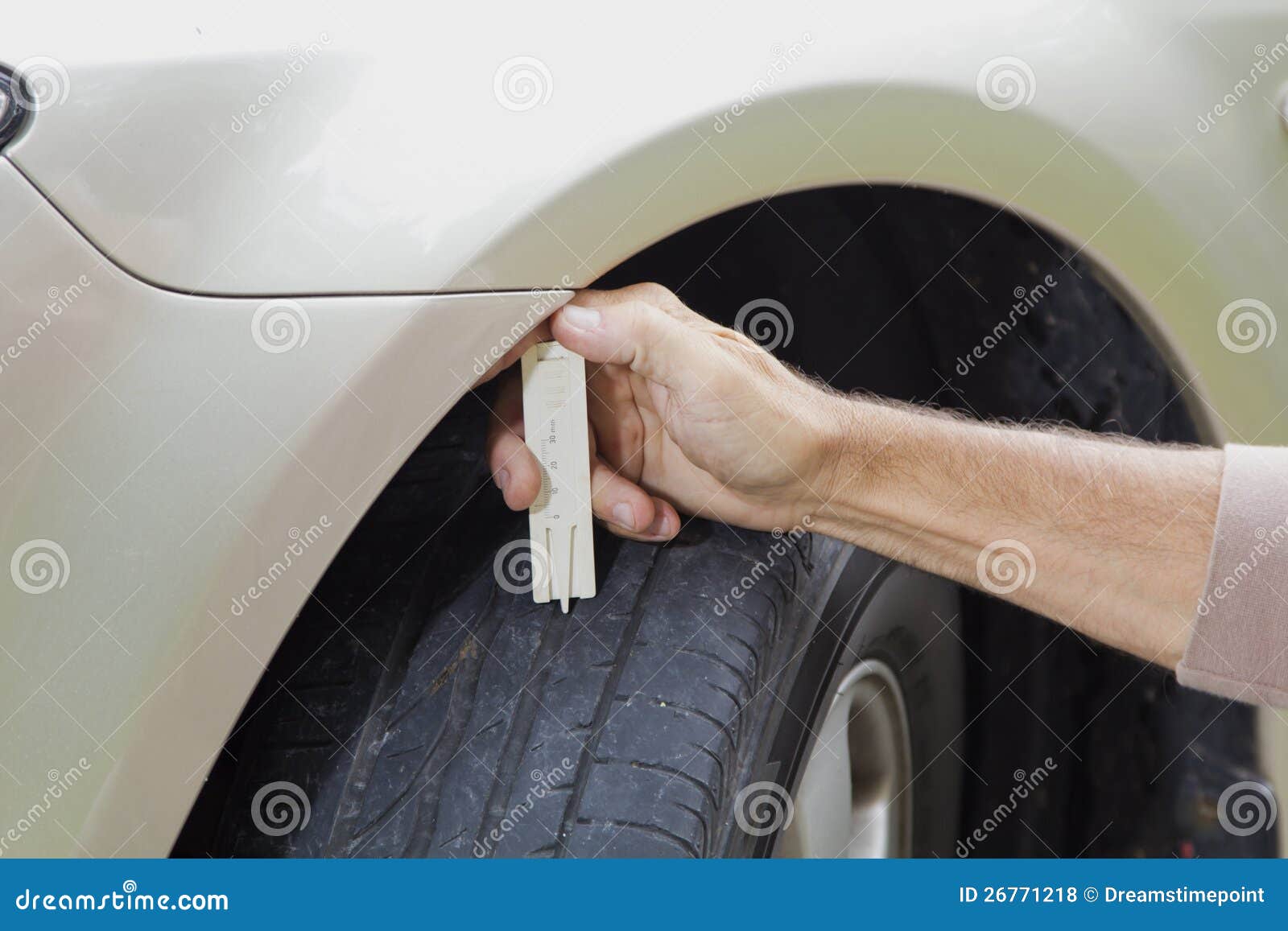 Measuring car tyre profile stock photo. Image of rubber - 26771218