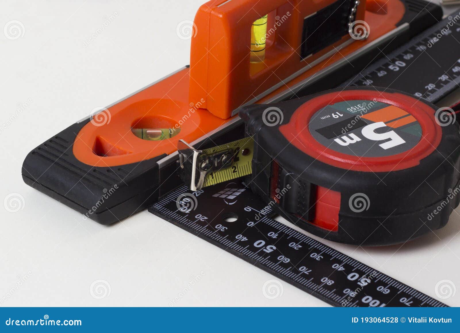 Measuring Construction Tools Stock Photo - Image of instrument, pliers ...