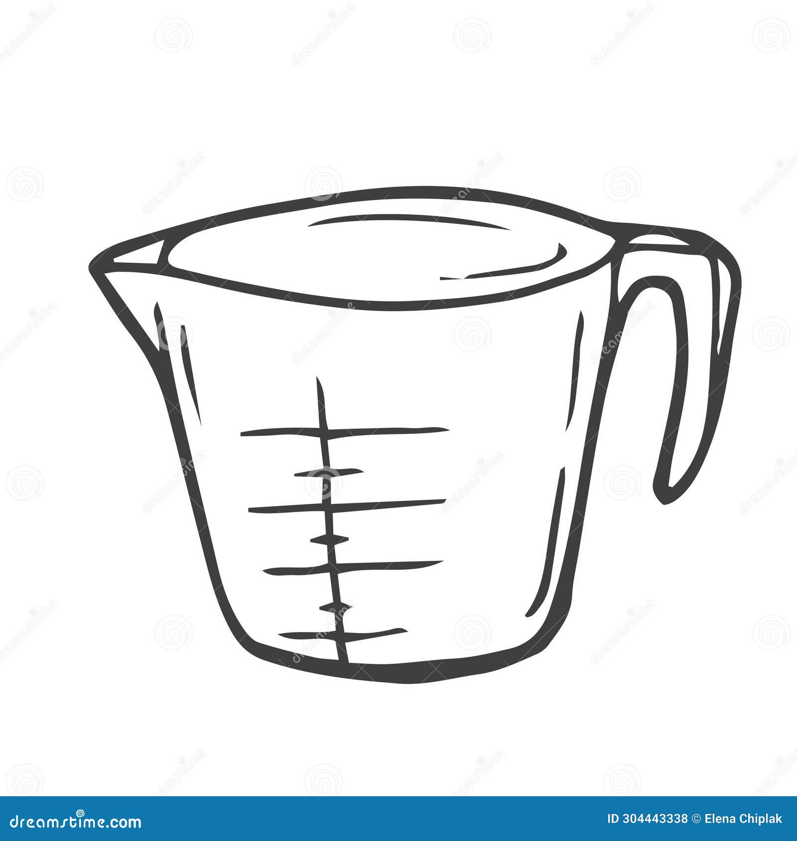 Measuring Cup Doodle Sketch in Vector Stock Illustration - Illustration ...