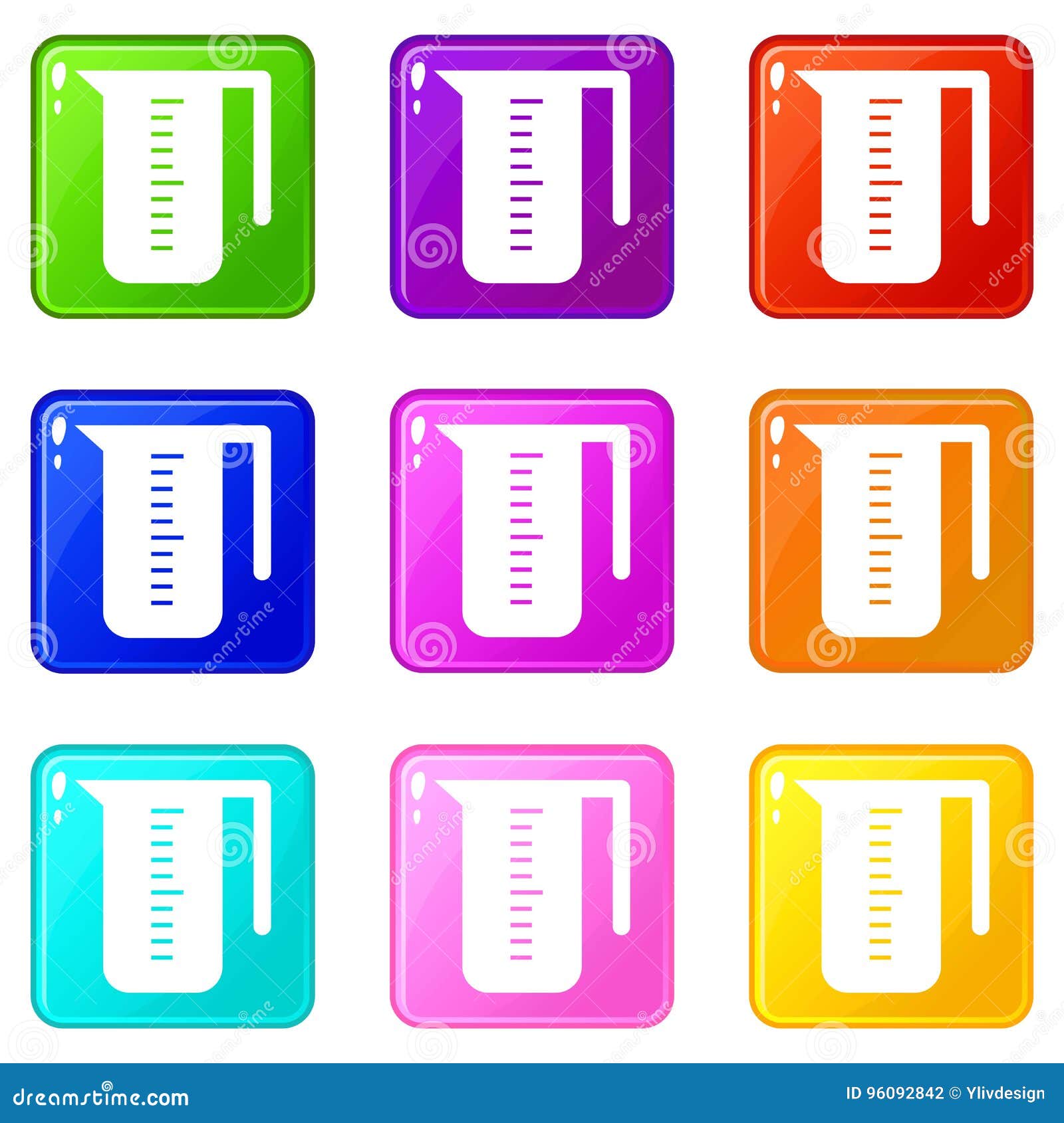 Measuring cup icons 9 set stock vector. Illustration of measurement ...