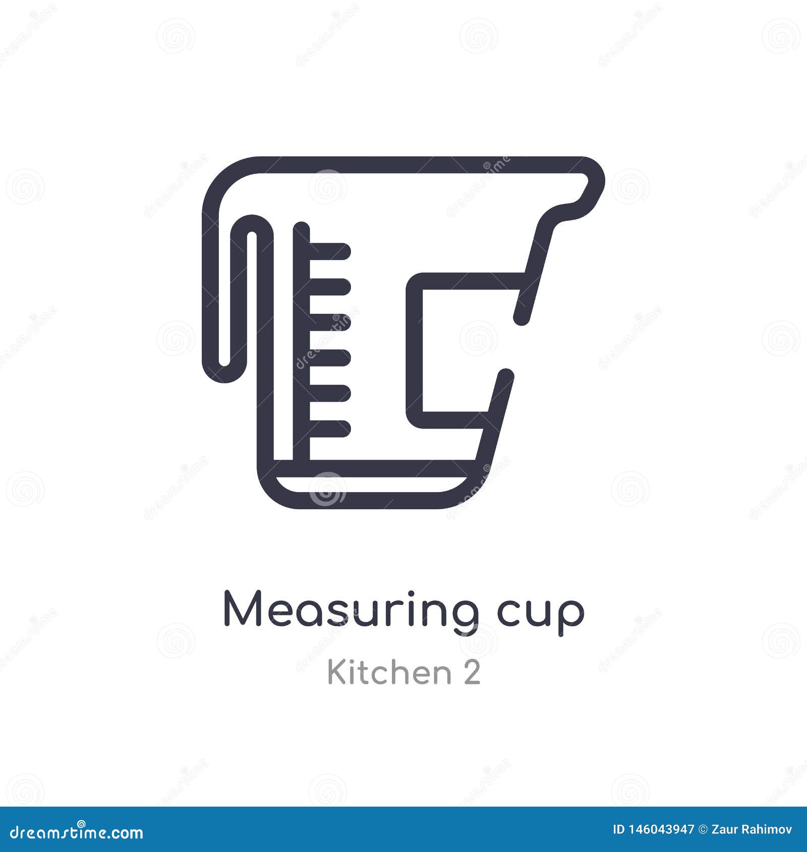 Measuring Cup Outline Icon. Isolated Line Vector Illustration from ...