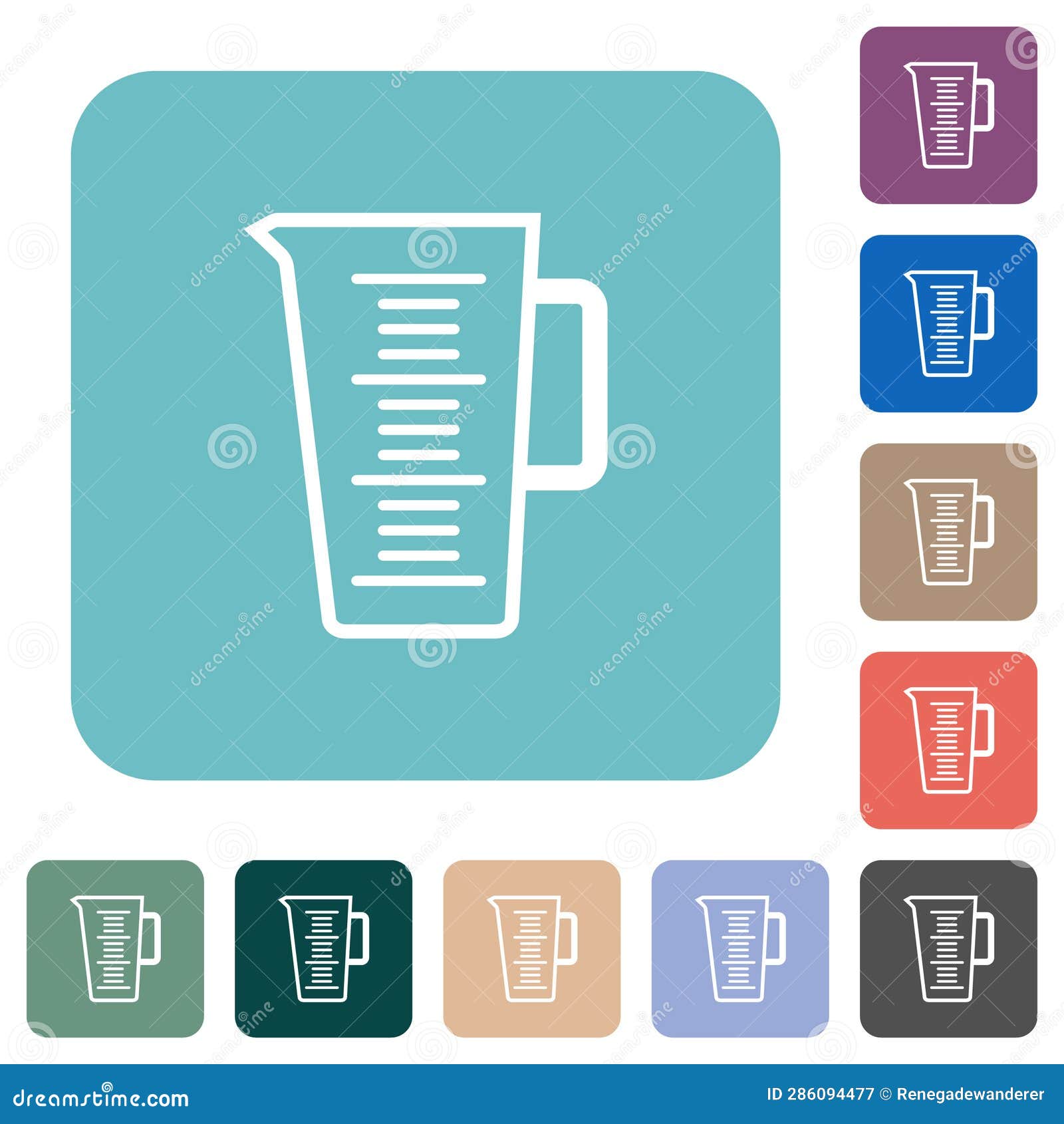 Measuring Cup Outline Rounded Square Flat Icons Stock Illustration - Illustration of squares ...