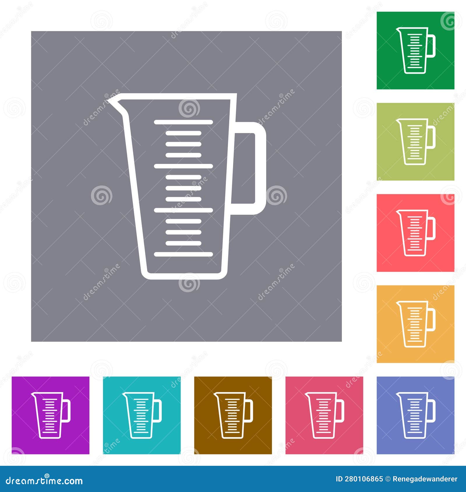 Measuring Cup Outline Square Flat Icons Stock Vector - Illustration of ...