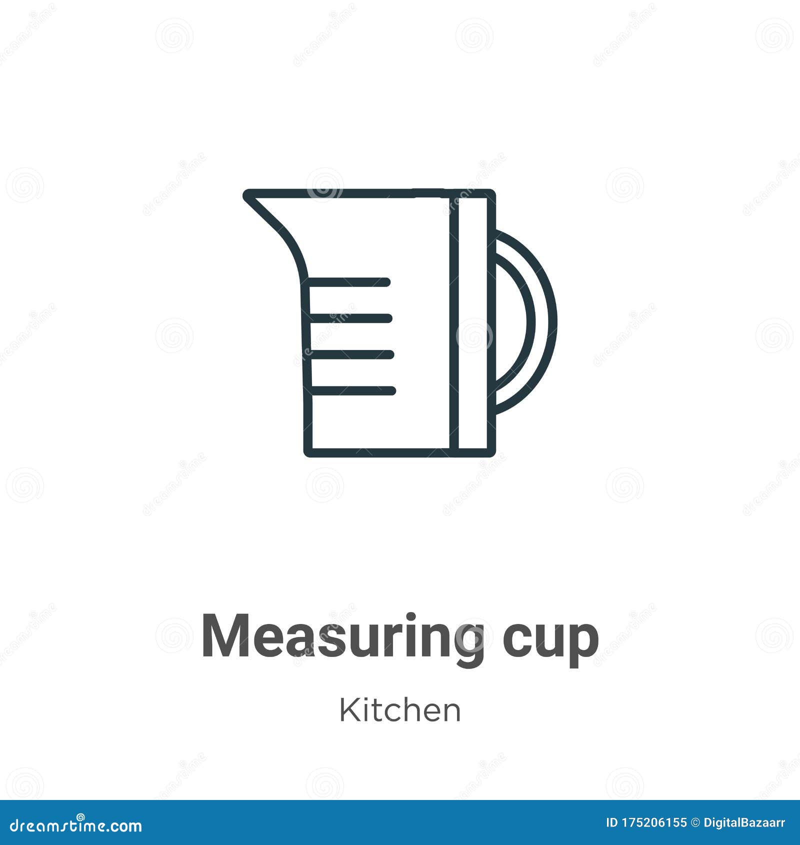 Measuring Cup Outline Vector Icon. Thin Line Black Measuring Cup Icon ...