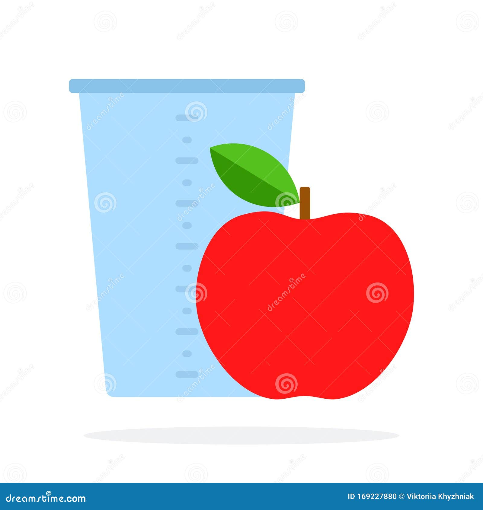 Measuring Cup and Red Apple Vector Flat Isolated Stock Vector ...
