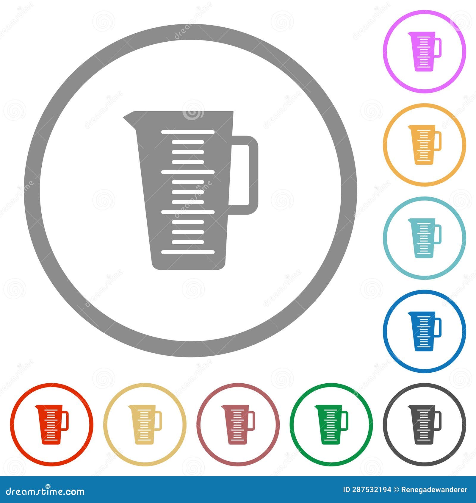 Measuring Cup Solid Flat Icons with Outlines Stock Vector - Illustration of measure, cook: 287532194