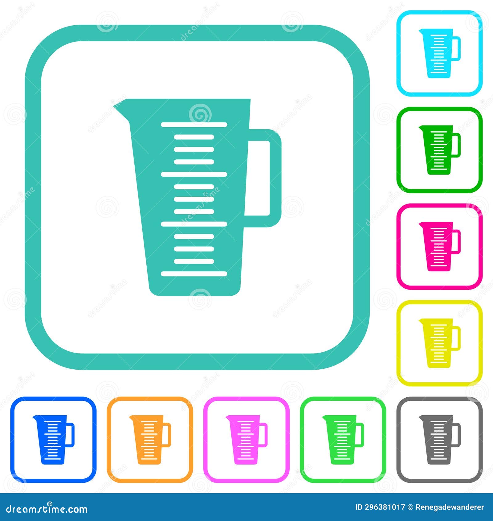 Measuring Cup Solid Vivid Colored Flat Icons Stock Vector - Illustration of handle, recipe ...