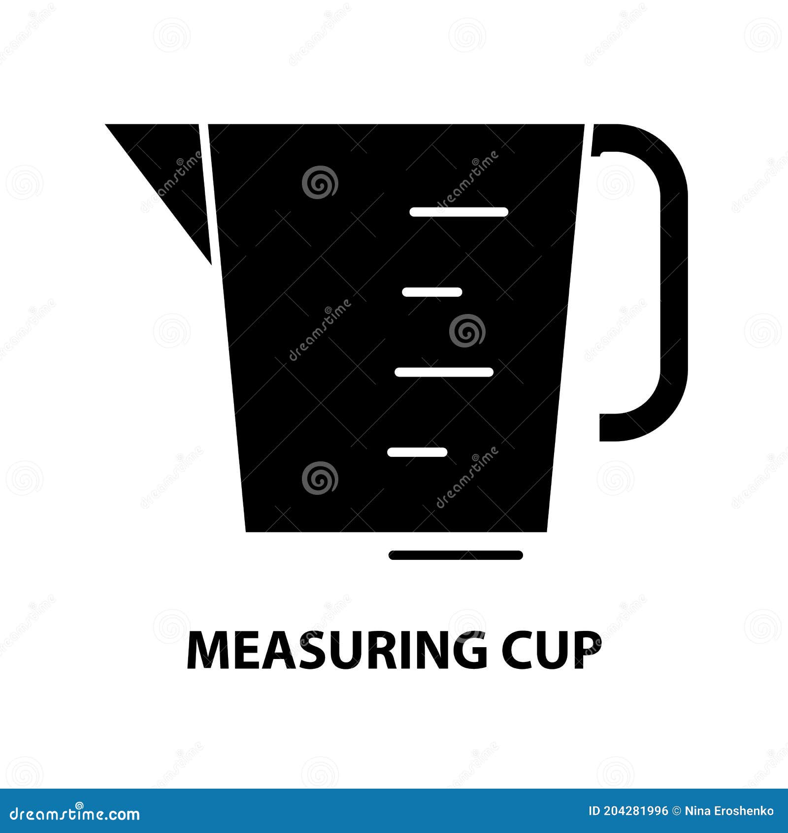 Measuring Cup Symbol Icon, Black Vector Sign with Editable Strokes ...
