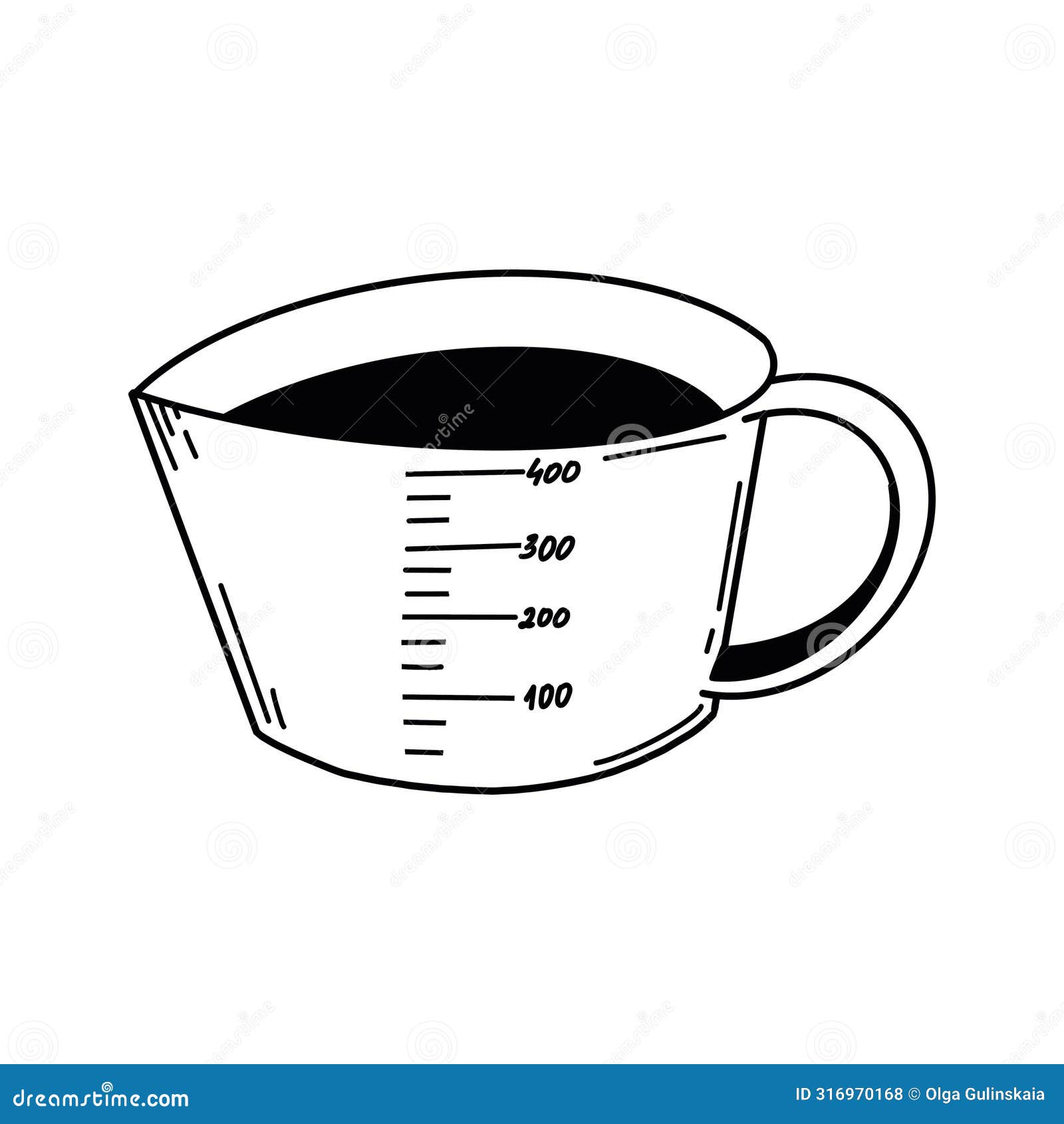 Measuring Cup in Vector Format for Kitchen Design. the Glass is Drawn ...