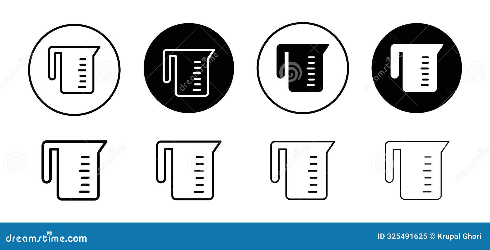 Measuring Cup Vector Icon Set Collection. Measuring Cup Outline Flat ...