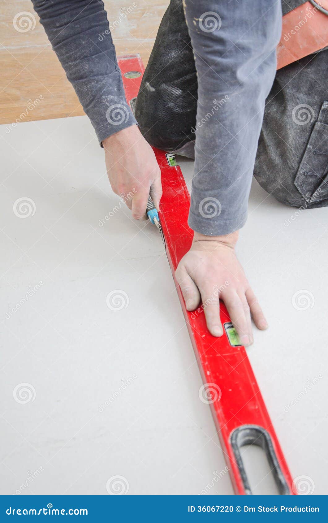 Measuring and Cutting Gypsum Plasterboard Stock Photo - Image of ...