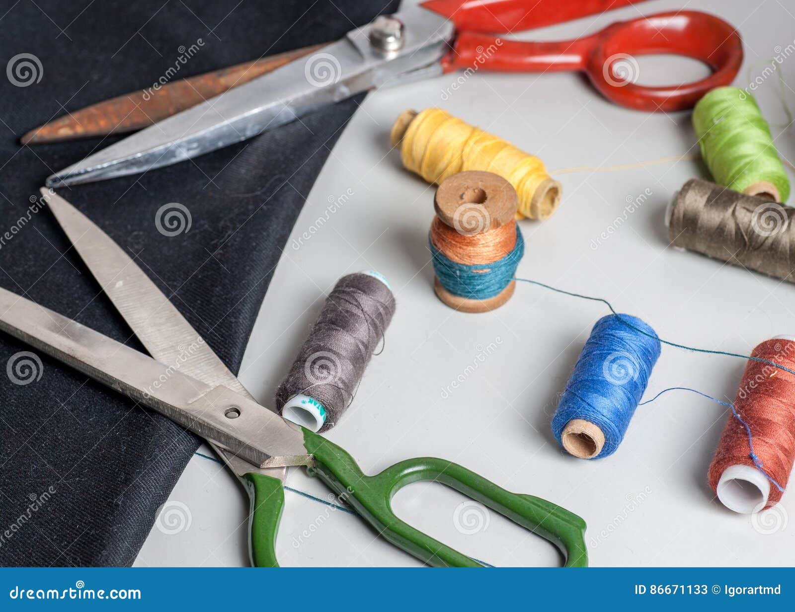 Measuring and Cutting Textile Stock Image - Image of fabric, custom ...