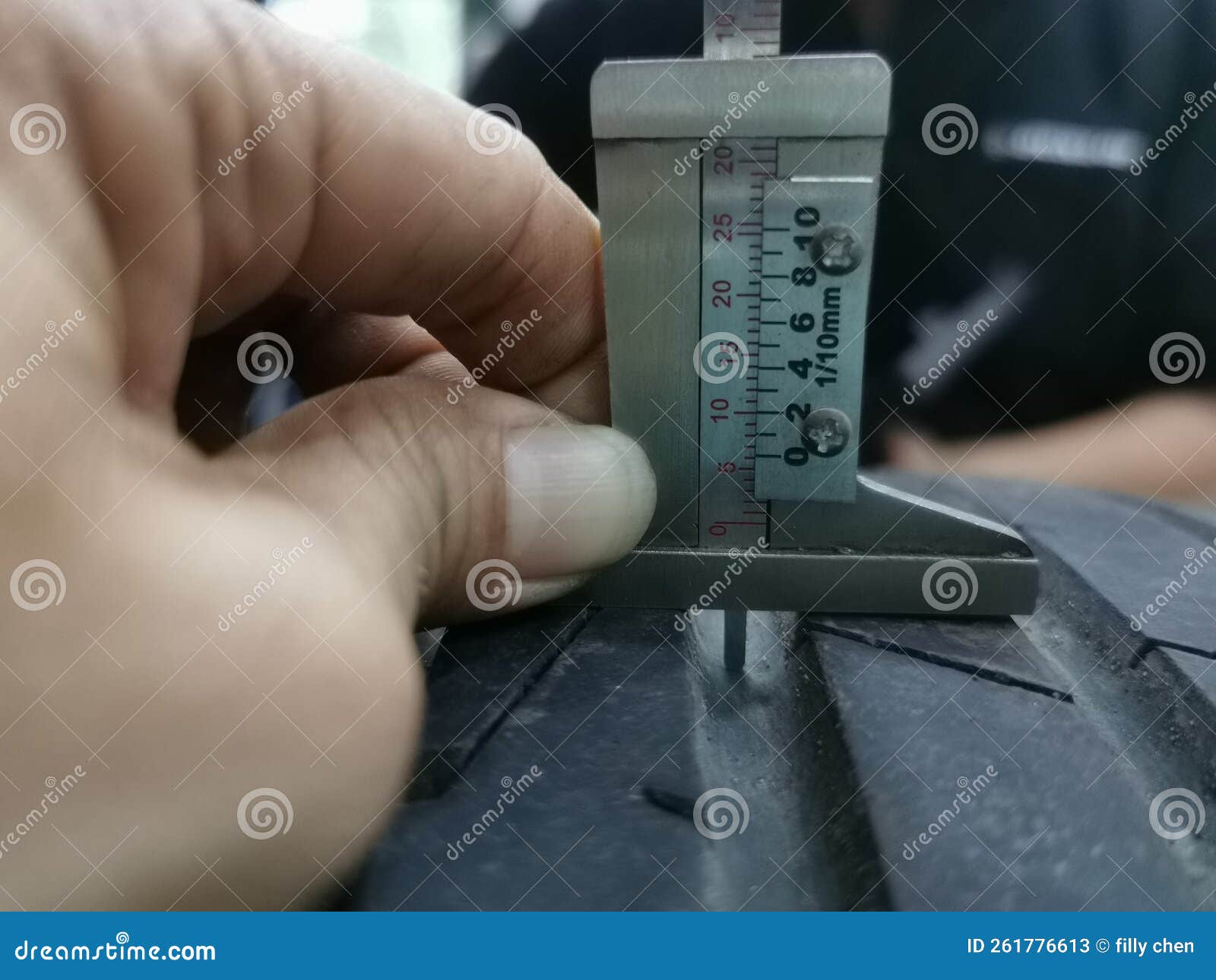Measuring the Depth of Thread Tire Stock Image - Image of white, thread ...