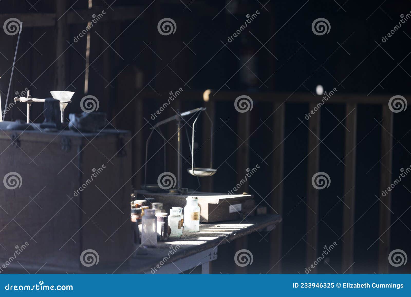 Measuring Devices on a Dusty Table in an Old Mining Building Stock ...
