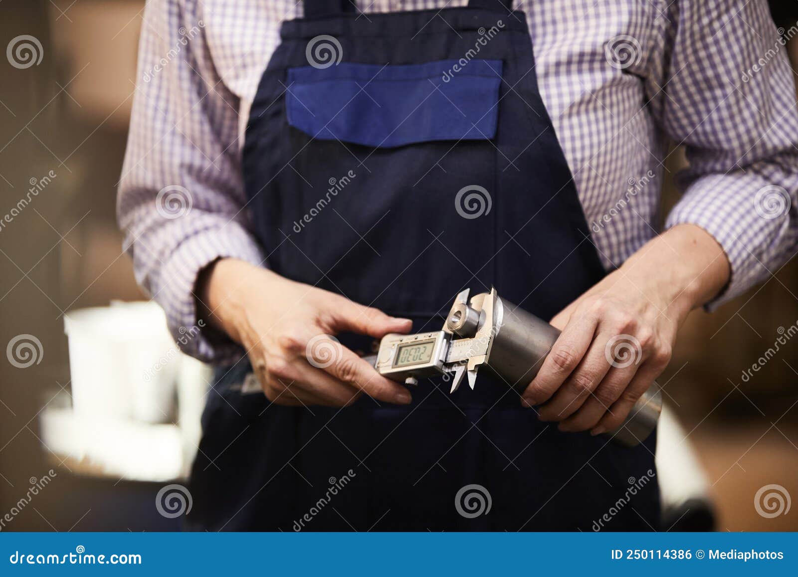 Measuring Diameter of Metal Piece Stock Photo - Image of occupation ...