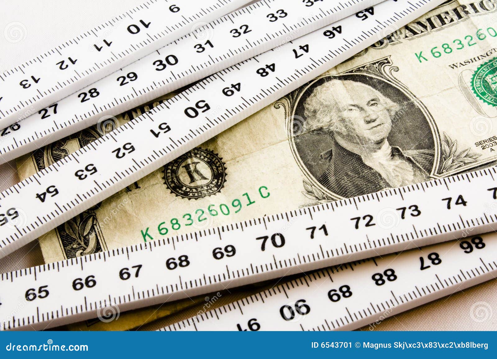 Measuring the dollar stock image. Image of money, centimeters - 6543701