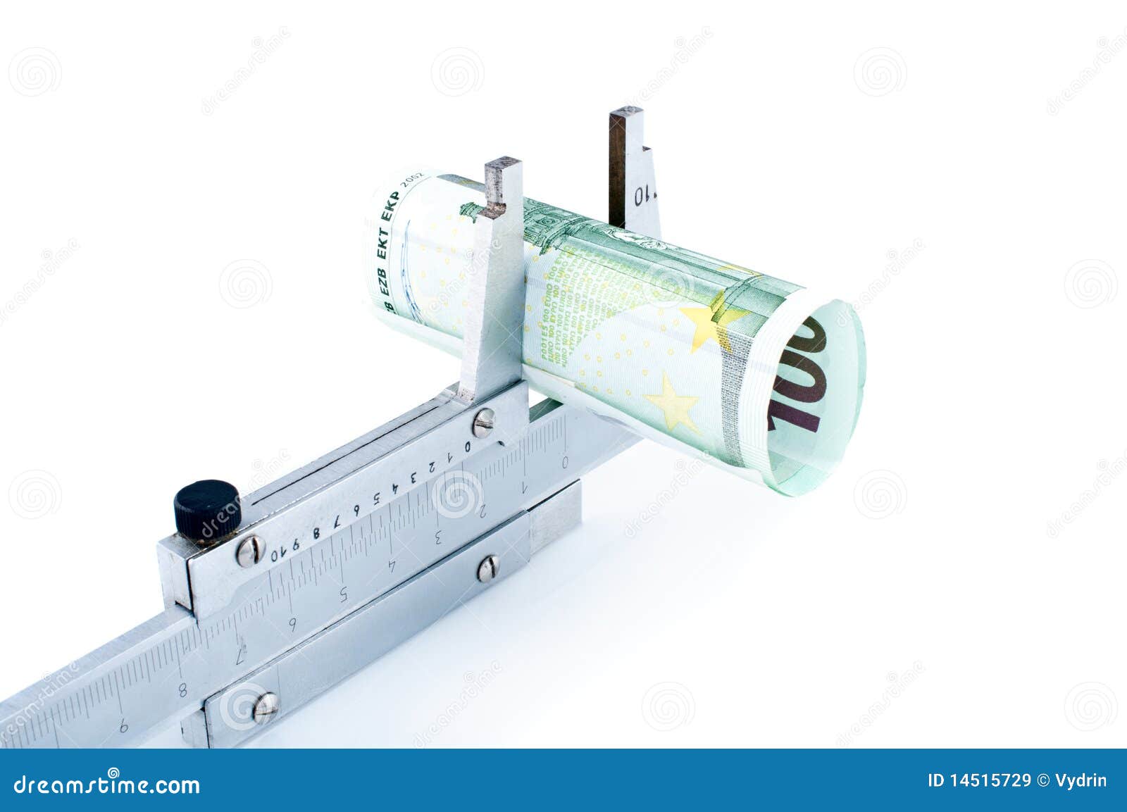 Measuring Euro Banknotes with Calipers Stock Image - Image of ...