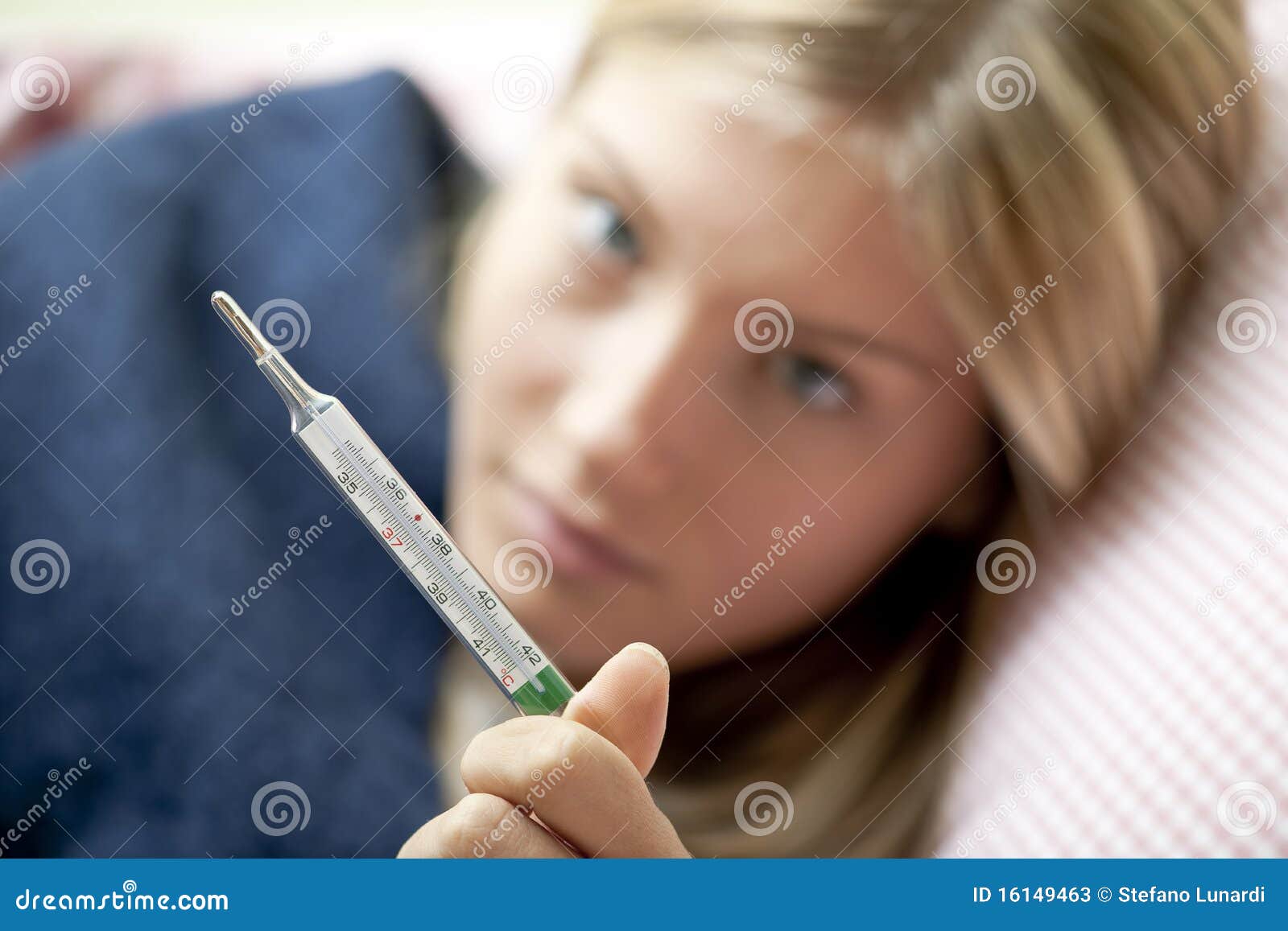 Measuring fever stock image. Image of headache, healthcare - 16149463