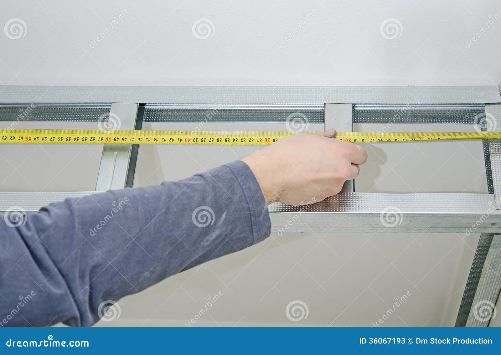 Measuring Gypsum Plasterboard Frame Stock Image - Image of material ...