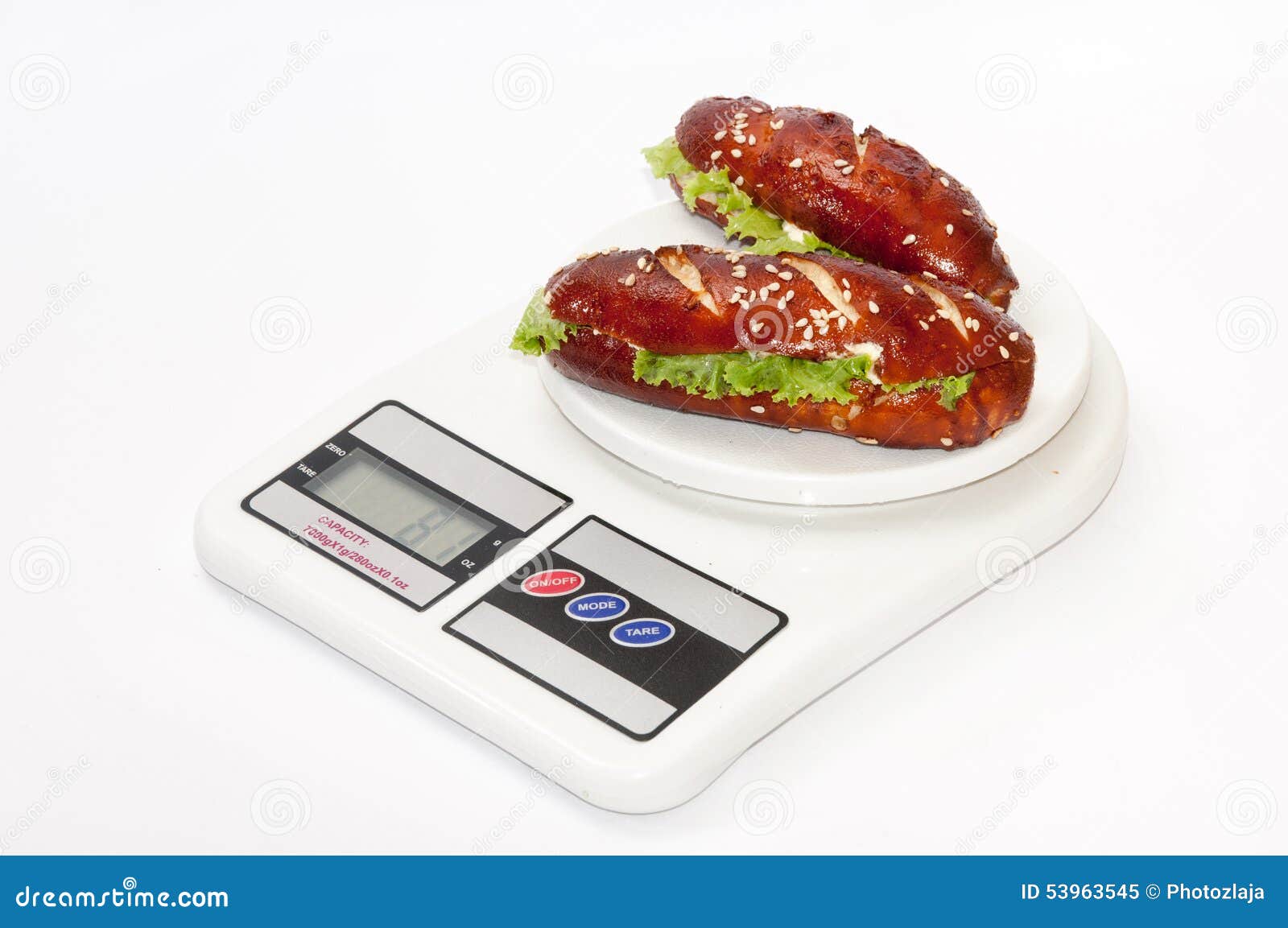 Measuring Ham Sandwiches on the Digital Scale Stock Image - Image of ...