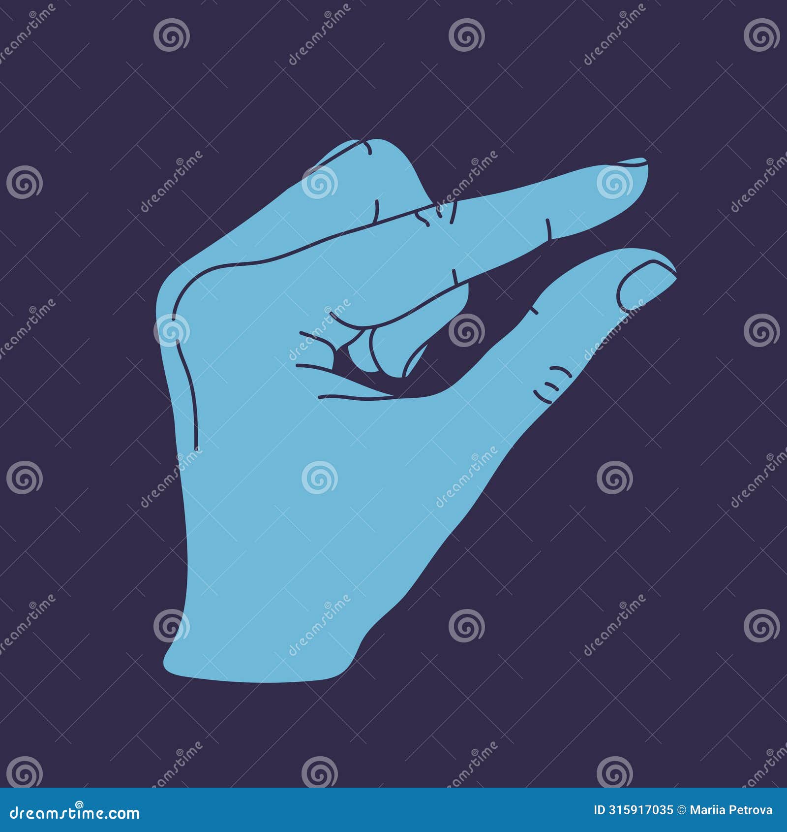 Measuring Hand Isolated on Blue Background. Human Hand Showing Size ...